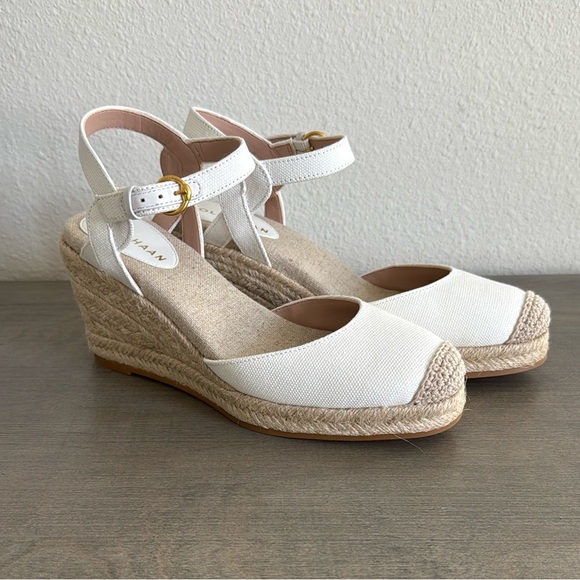 Cole Haan | Shoes | New Cole Haan White Linen Wedge Sandals | Poshmark